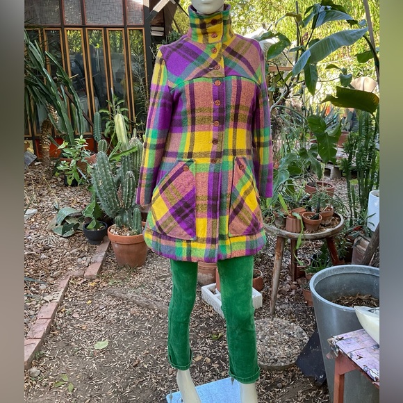 Vintage | Jackets & Coats | Vintage 7s Wool Plaid Multi Color Winter ...